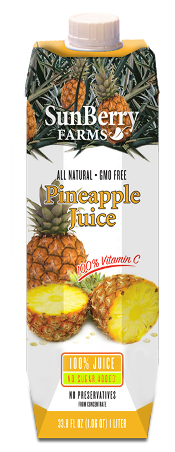Sunberry Farms 100 Percent Pineapple Juice, 33.8 Fluid Ounce -- 12 per ...