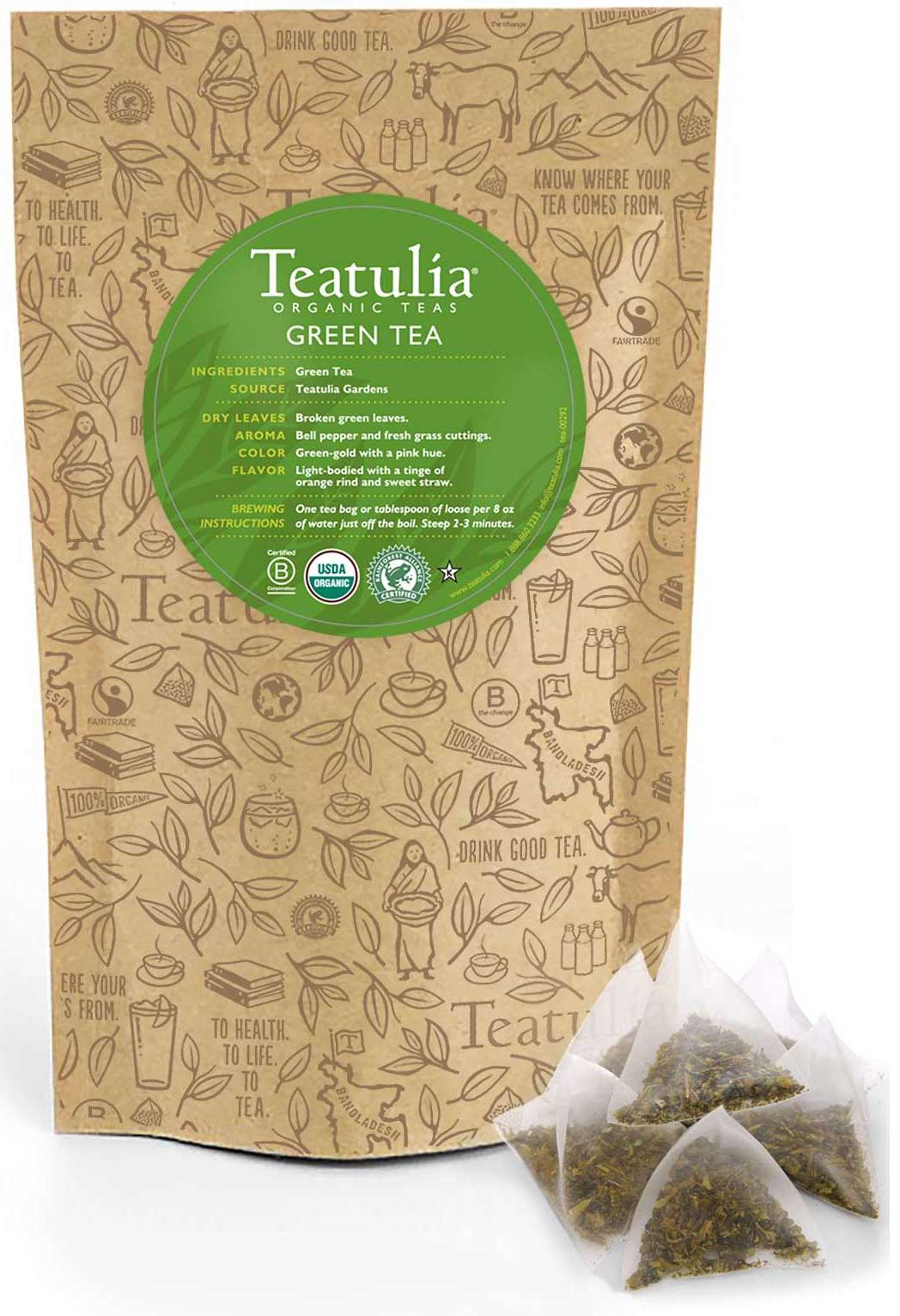 Teatulia Organic Unwrapped Premium Pyramid Green Tea -- 50 per case
