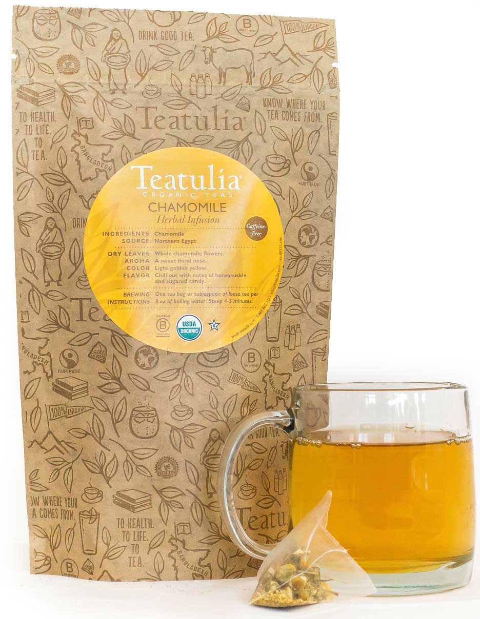 Teatulia Organic Chamomile Herbal Infusion Unwrapped Premium Pyramid ...