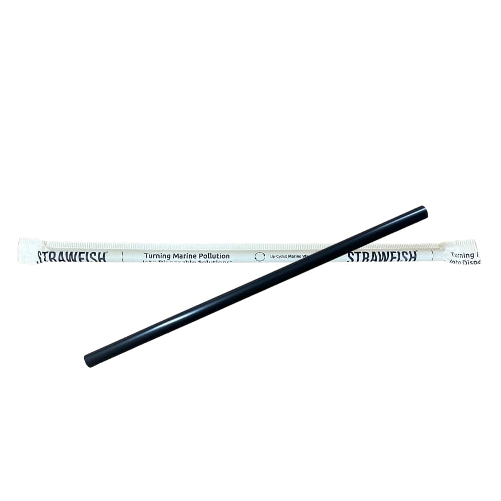 StrawFish Black Giant Wrapped Biodegradable Straw, 7.75 inch 8mm ...