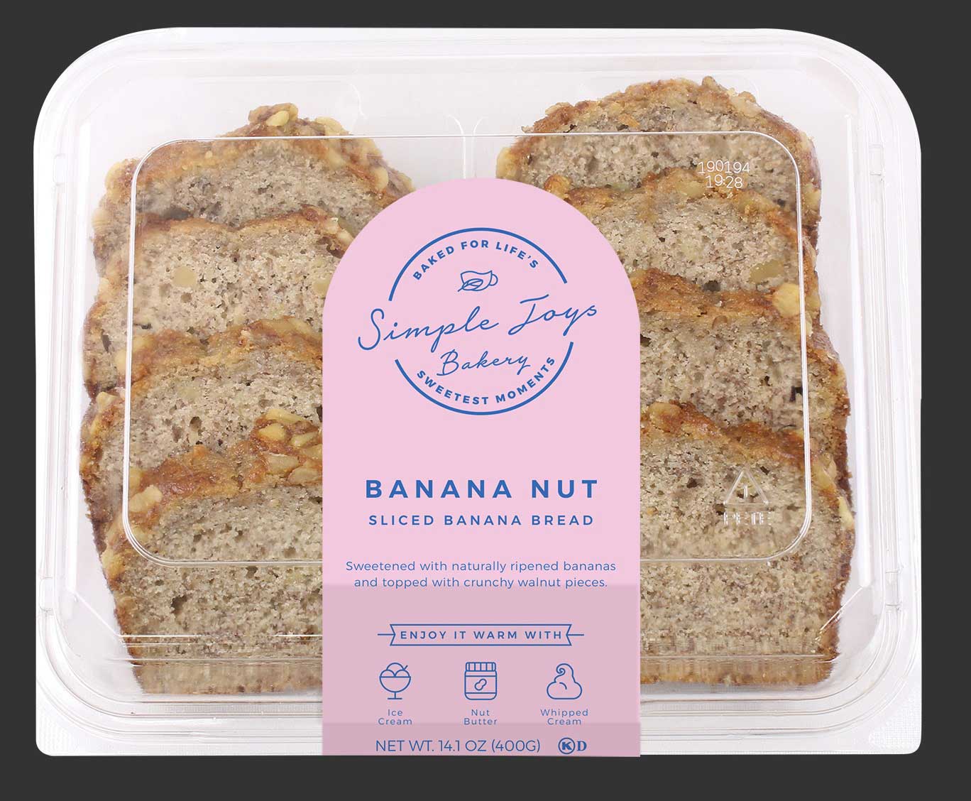 Simple Joys Bakery Banana Nut Sliced Cake, 14 Ounce -- 10 per case