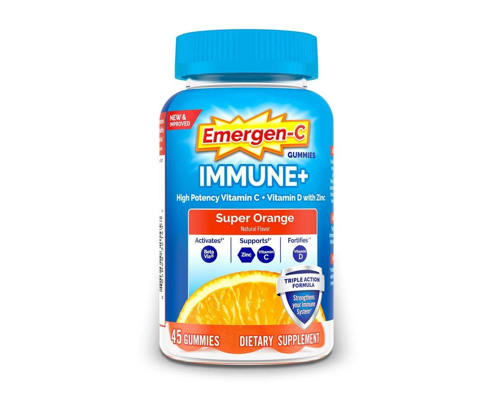 Emergen-C Immune Plus Super Orange Gummy with Triple Action, 45 count ...