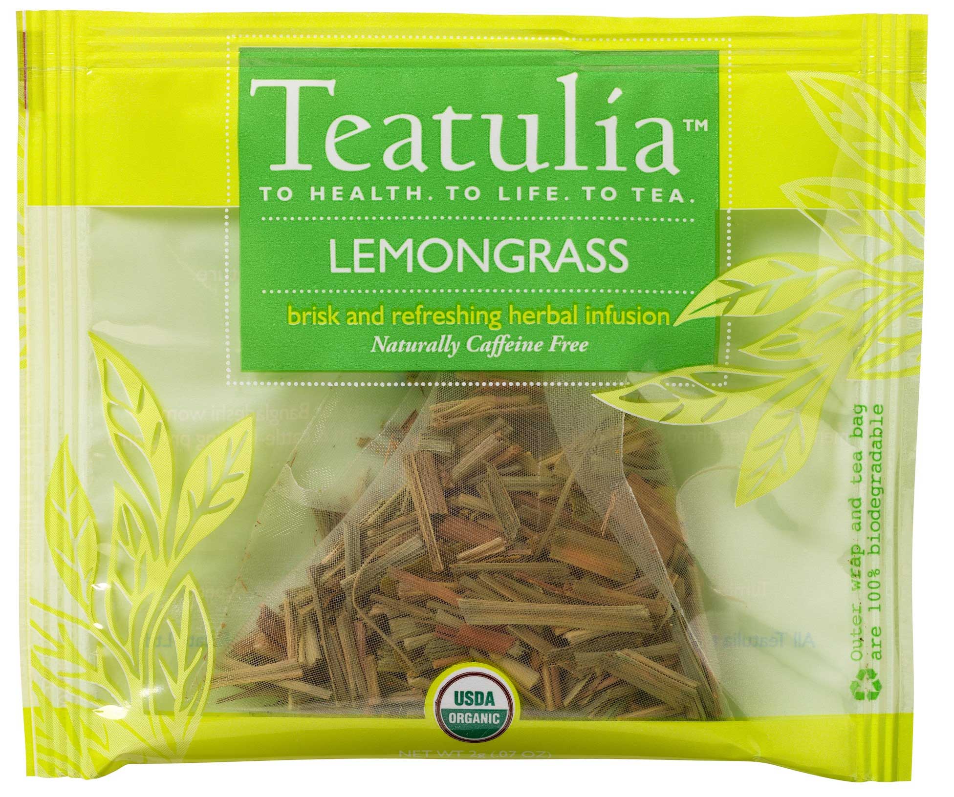 Teatulia Organic Lemongrass Wrapped Premium Pyramid Tea -- 50 per case