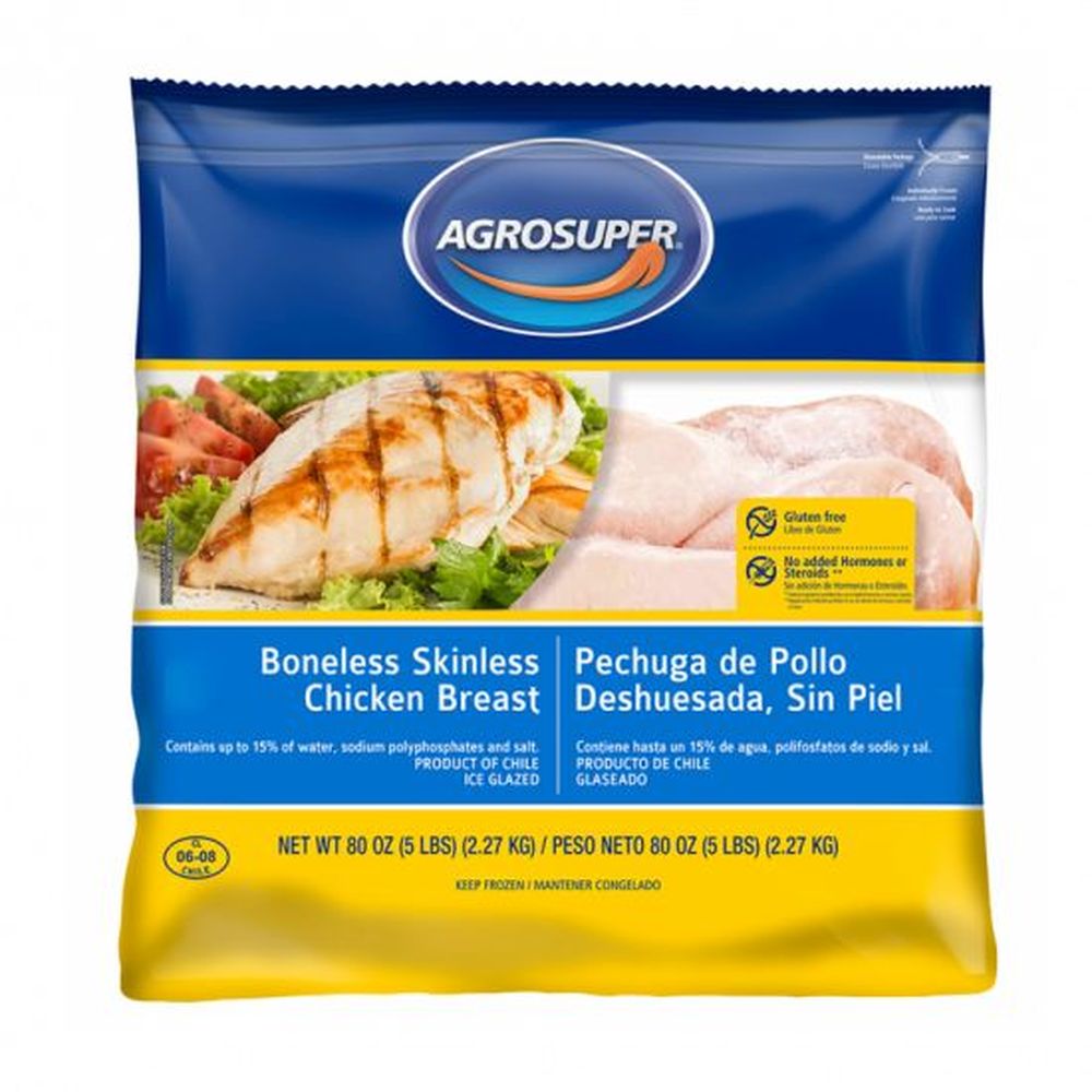 Agrosuper Skinless Boneless Marinated Chicken Breast, 5 Pound -- 8 per case