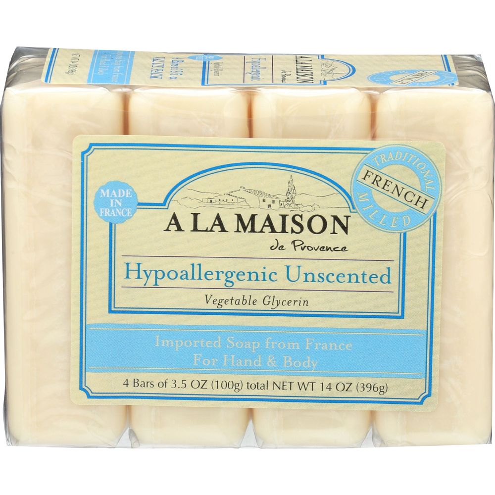 A La Maison Hypoallergenic Unscented Bar Soap - Value Pack, 14 Ounce