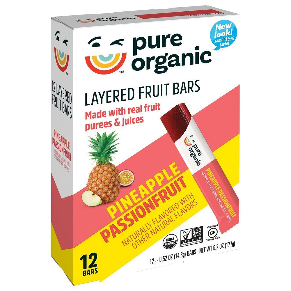 Pure Organic Pineapple Passionfruit Layered Fruit Bar, 6.2 Ounce -- 9 ...