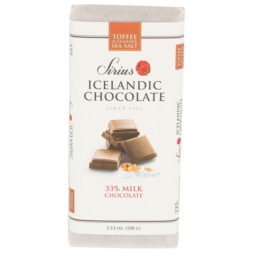 Sirius Icelandic 33 Percent Milk Chocolate Bar with Toffee Sea Salt, 3. ...