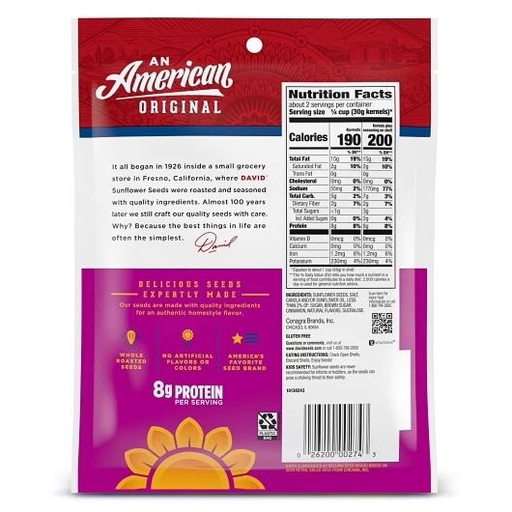 David Cinnamon Churro Flavored Jumbo Sunflower Seeds Snacks ...