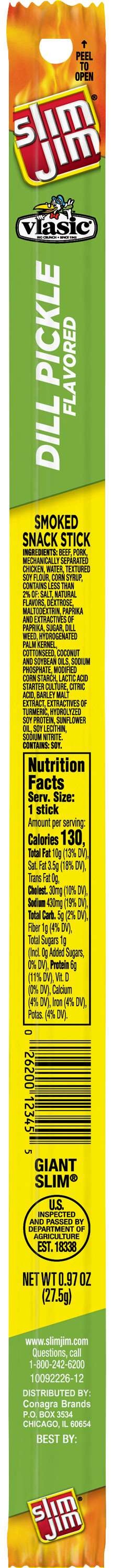 Slim Jim Giant Dill Pickle Smoked Snack Stick Case | FoodServiceDirect