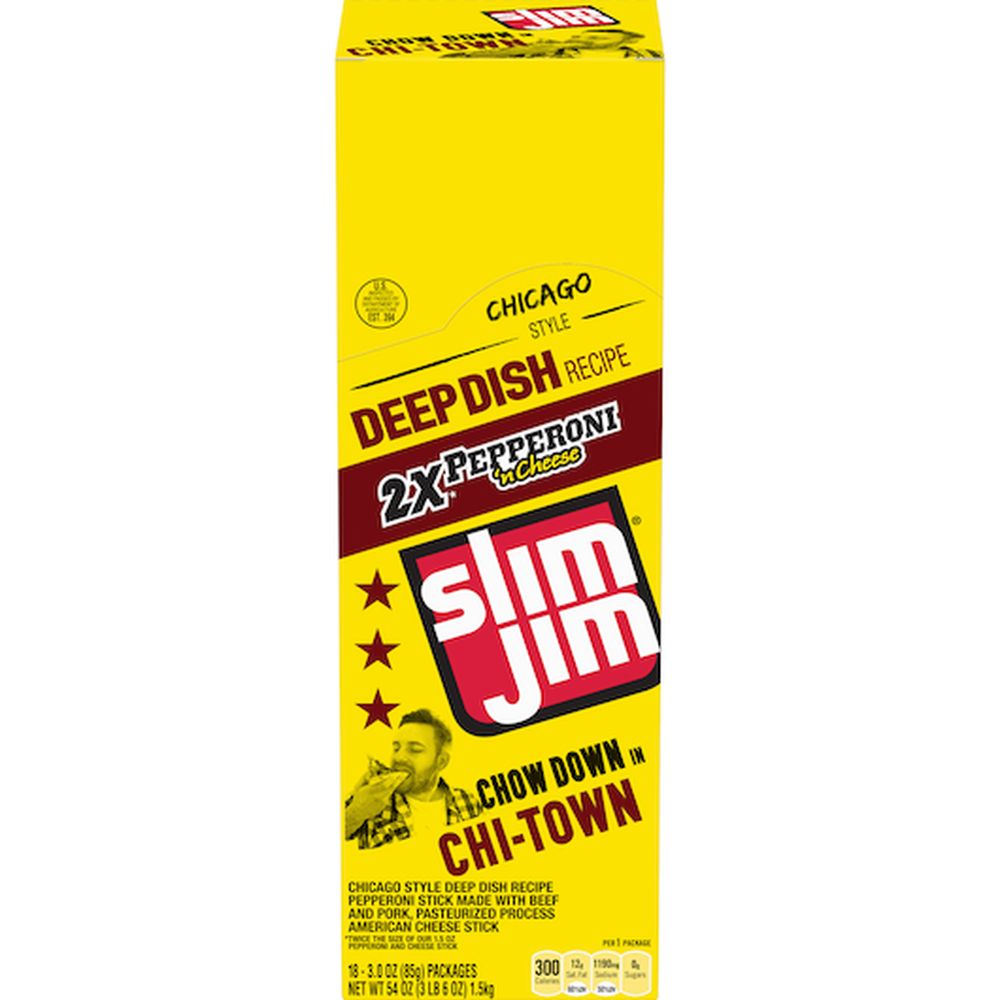 Slim Jim Beef Pepperoni and Cheese Snack Sticks, 3 Ounce -- 108 per case