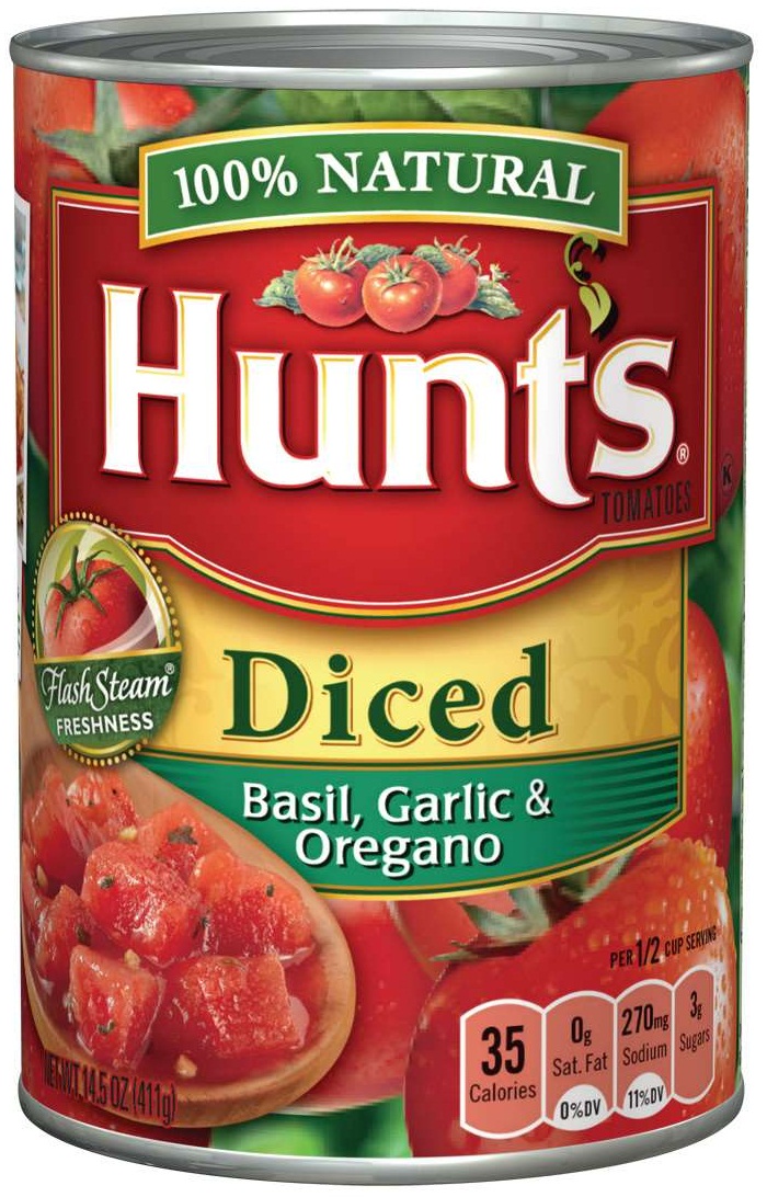 Hunts Diced Tomatoes with Basil Garlic Oregano Case FoodServiceDirect