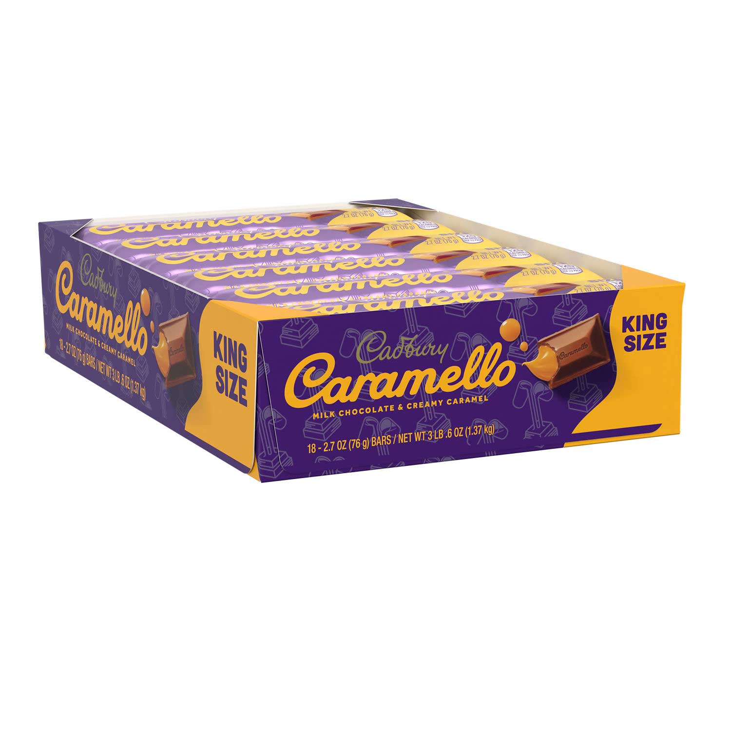 Cadbury Caramello King Size Milk Chocolate and Creamy Caramel, 2.7 ...