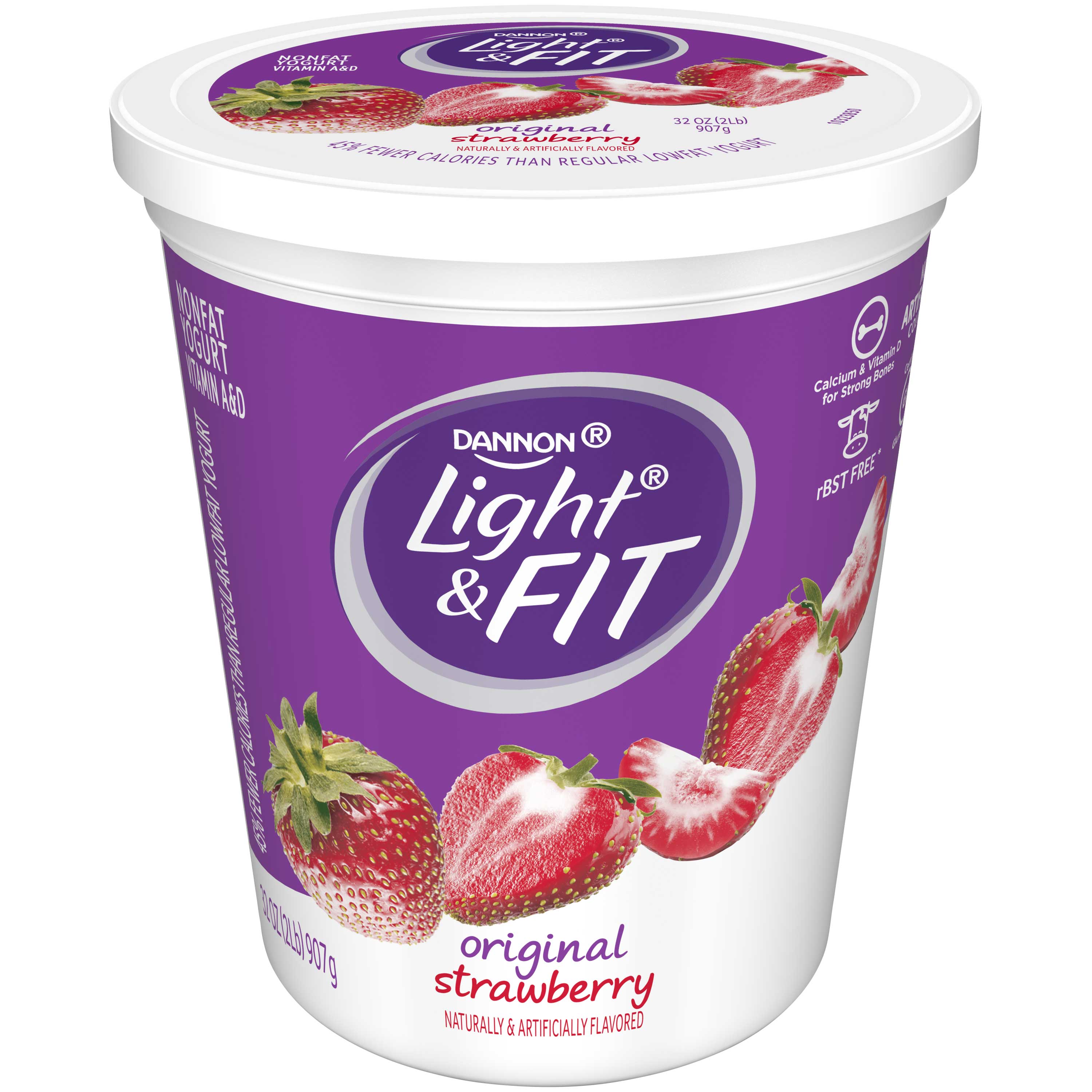 Light and Fit Quarts Strawberry Greek Nonfat Yogurt, 32 Ounce -- 6 per ...