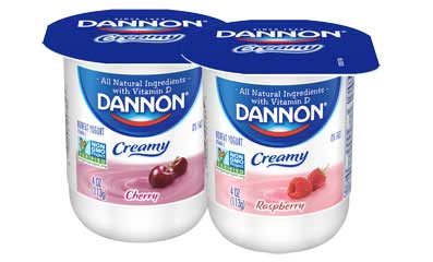 Dannon Creamy Raspberry and Cherry Twin Pack Yogurt, 4 Ounce -- 48 per ...