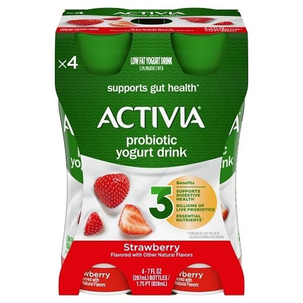 Activia Strawberry Probiotic Lowfat Yogurt Drink, 28 Fluid Ounce - 3 ...