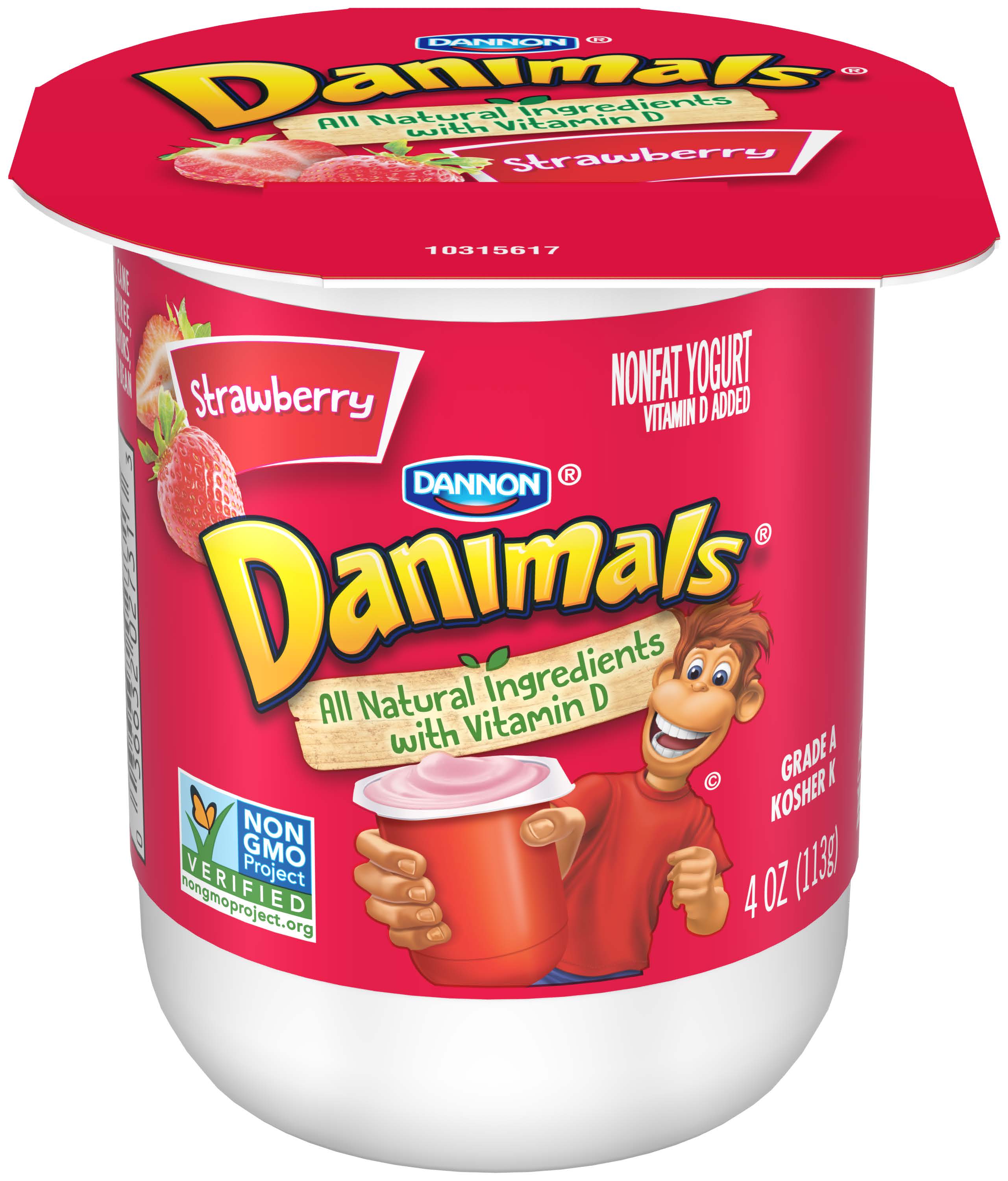Danimals Strawberry Nonfat Yogurt , 4 Ounce Cup -- 48 per case.
