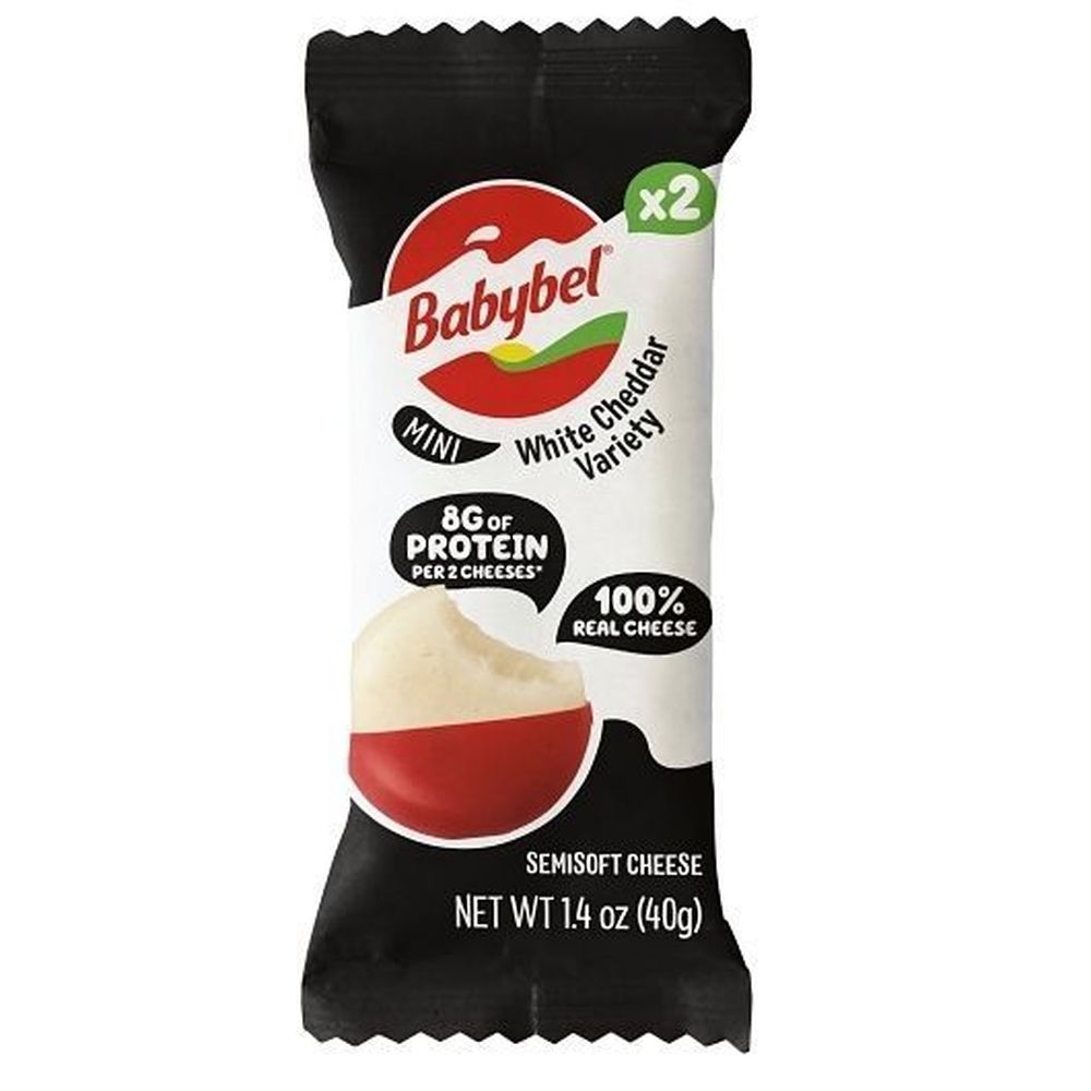 Babybel Mini White Cheddar Semisoft Cheese Snack, 2 count -- 20 per case