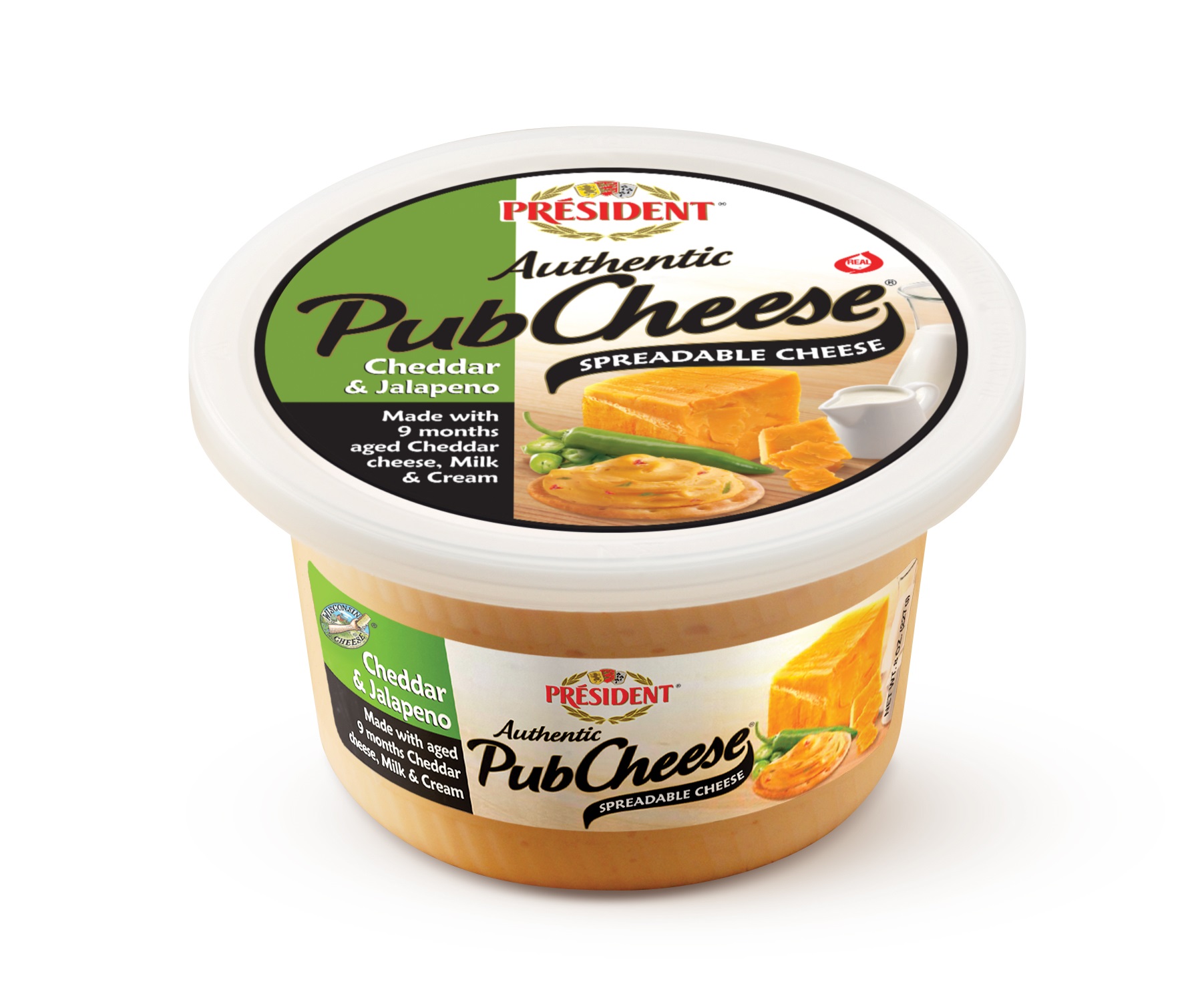President Authentic Pupcheese Cheddar and Jalapeno Spreadable Cheese, 8 ...