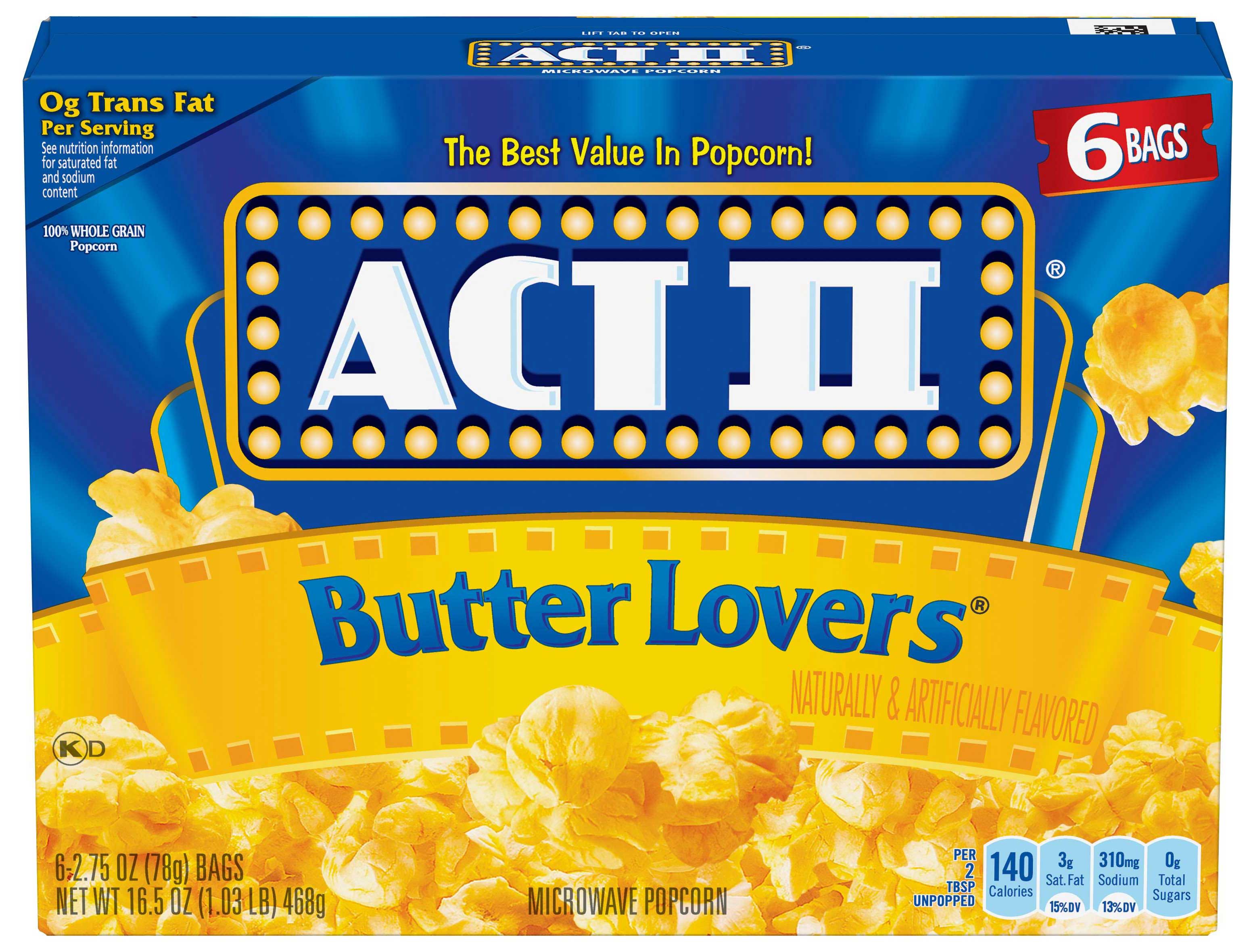 Act II Microwave Butter Lovers Popcorn Case FoodServiceDirect