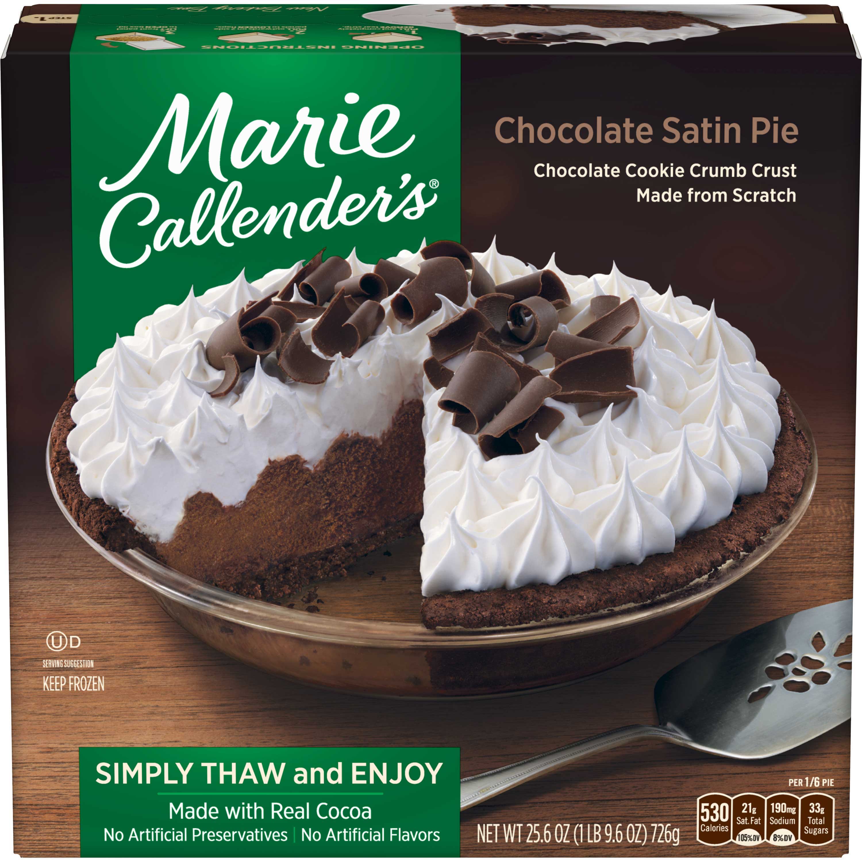 Marie Callenders Chocolate Satin Pie, 25.6 Ounce -- 4 per case.