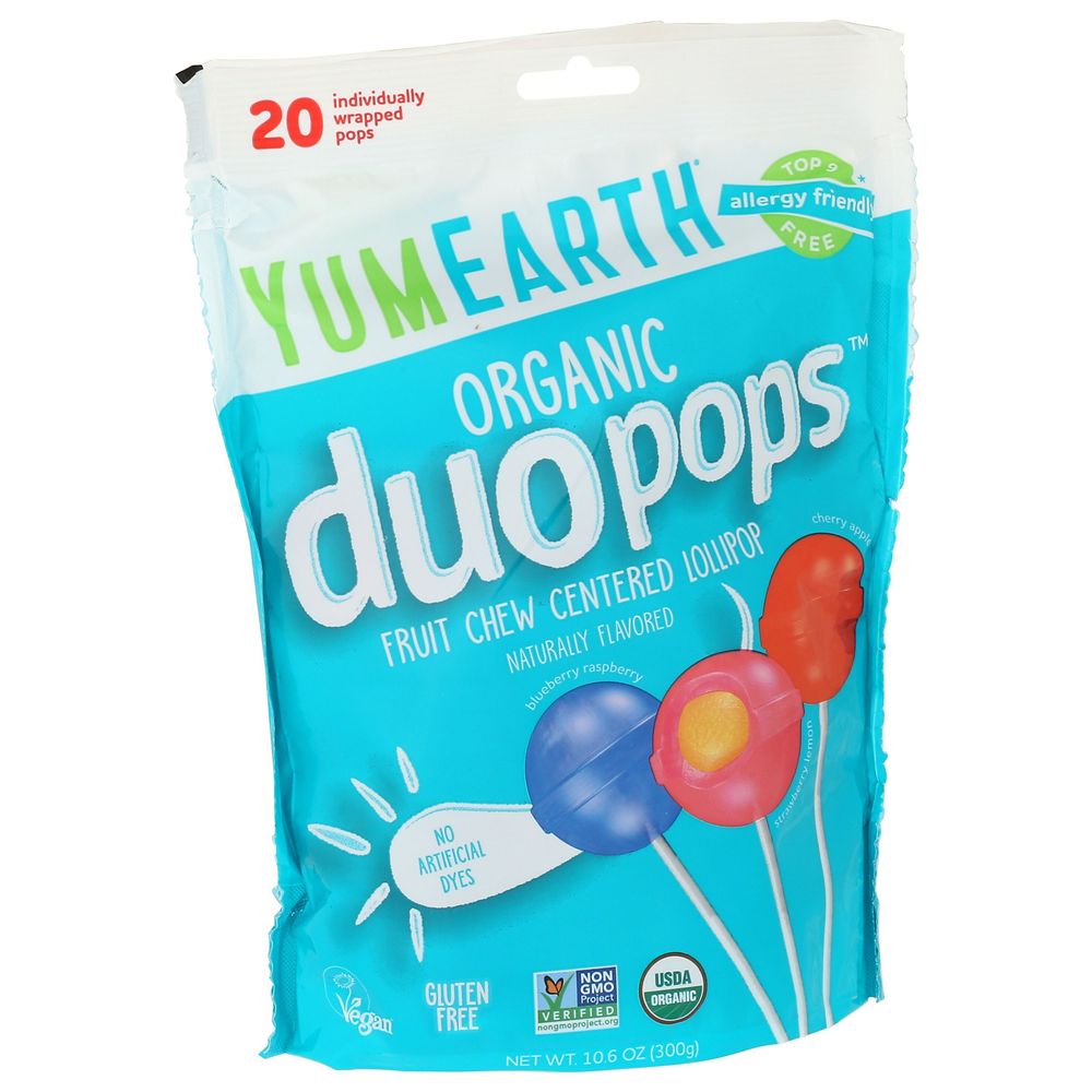 YumEarth Organic Duo Pops Fruit Chew Centered Lollipops, 10.6 Ounce ...