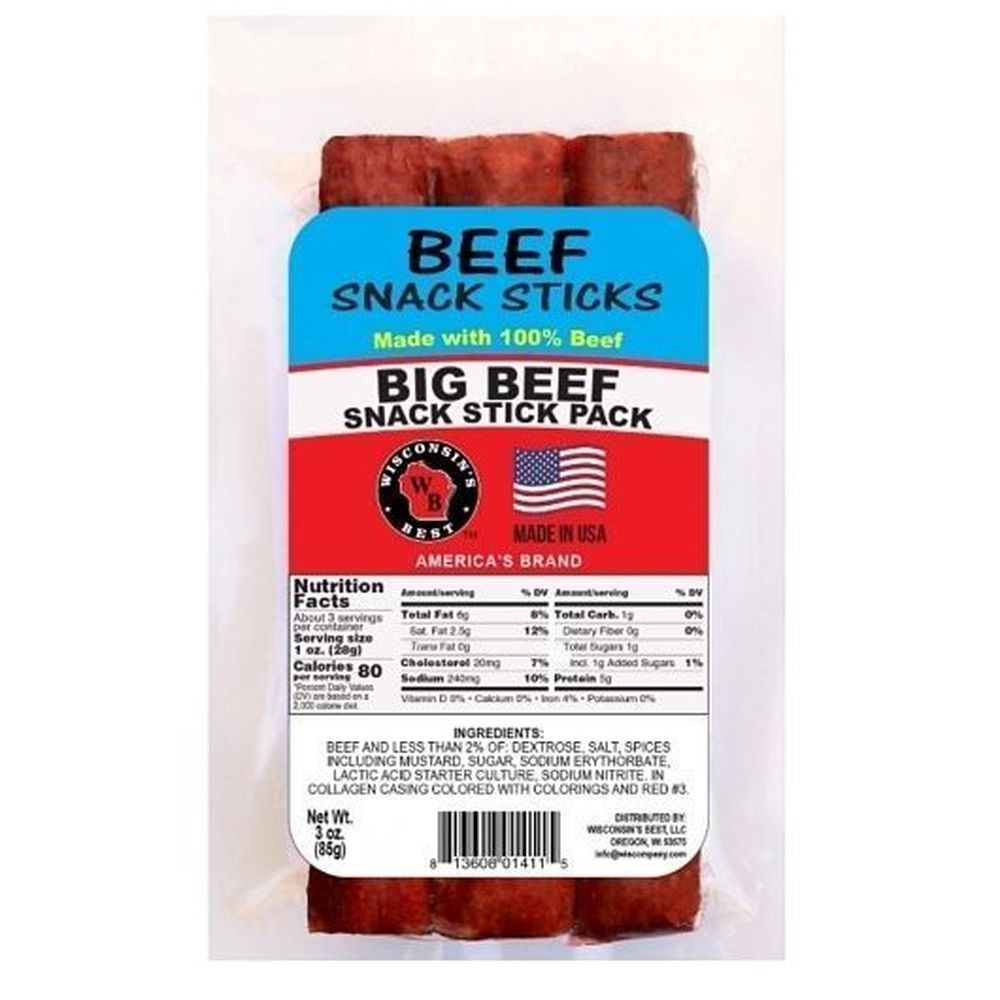 Wisconsins Best Beef Snack Sticks, 3 Ounce -- 48 per case