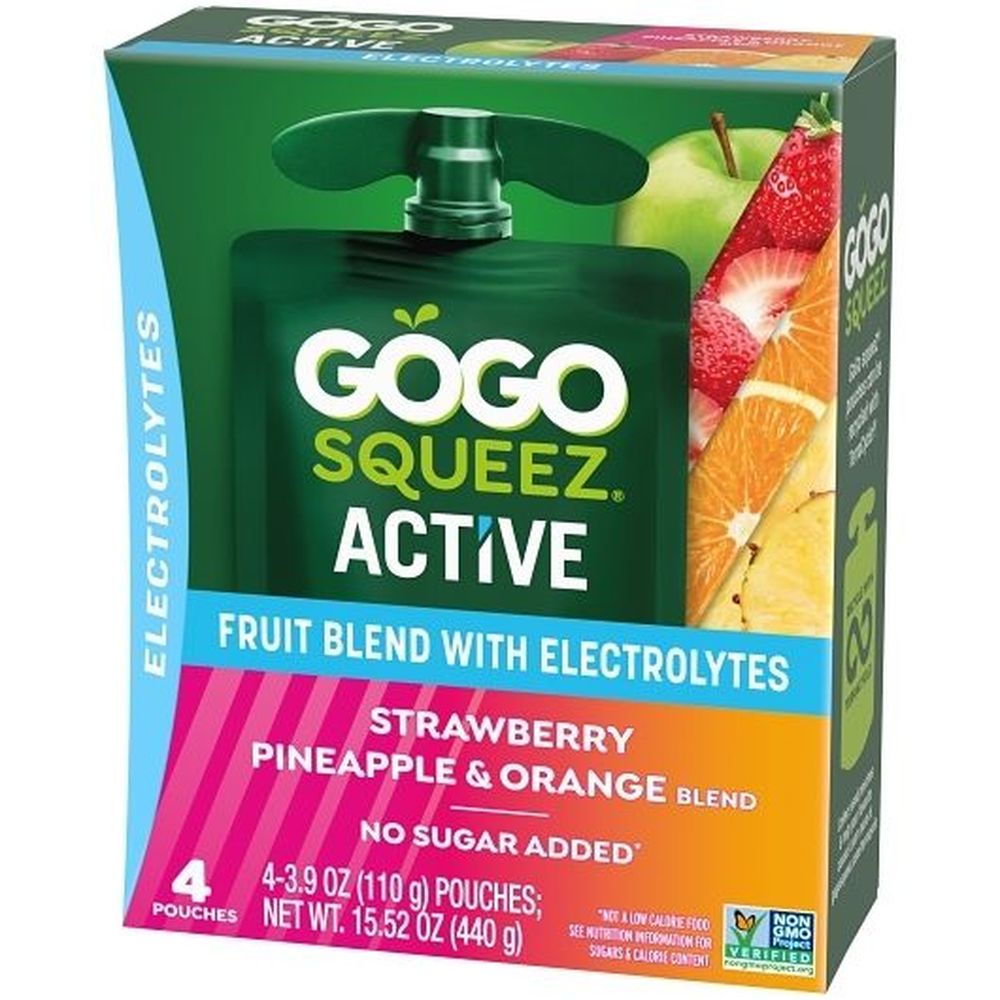 Gogo Squeez Active Lyte Up Strawberry Pineapple Orange Fruit Blend with ...