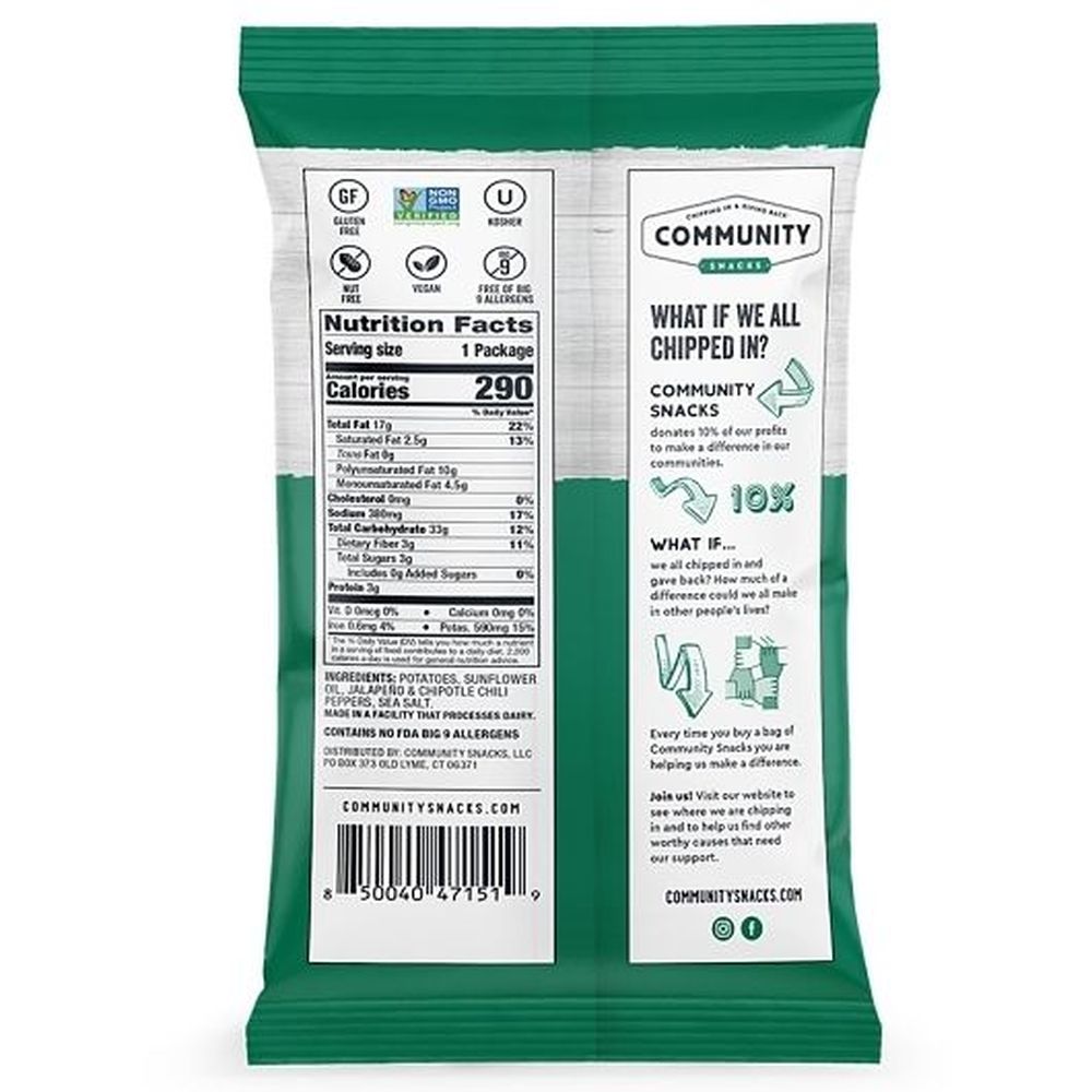 Community Snacks Fire Roasted Jalapeno Kettle Cooked Potato Chips ...