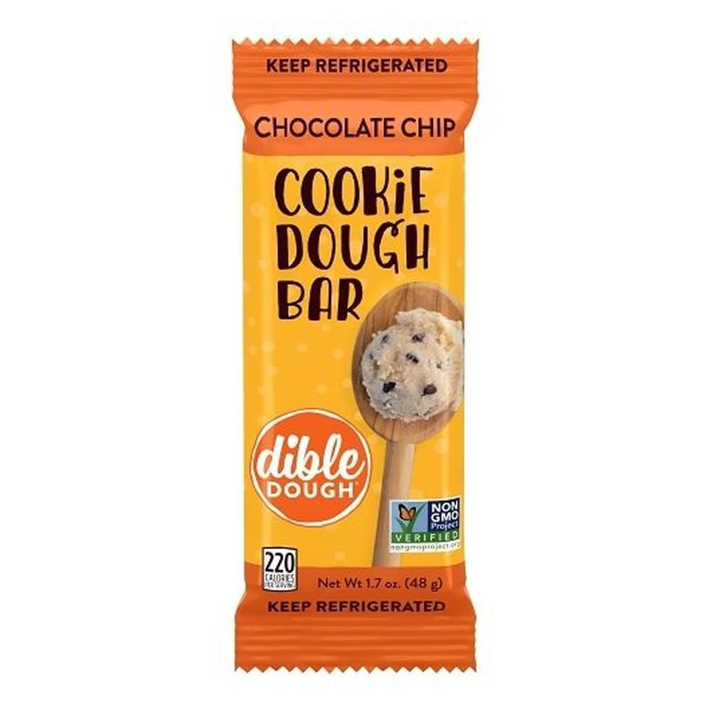 Dible Dough Full Size Chocolate Chip Cookie Dough Bar, 1.7 Ounce - 20 ...