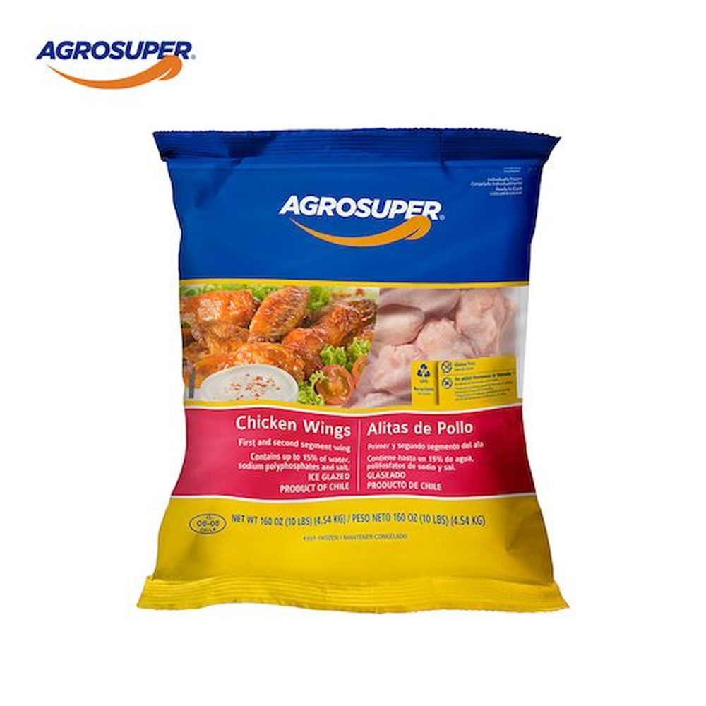 Agrosuper 6-8 Count First and Second Chicken Wings, 10 Pound -- 4 per case