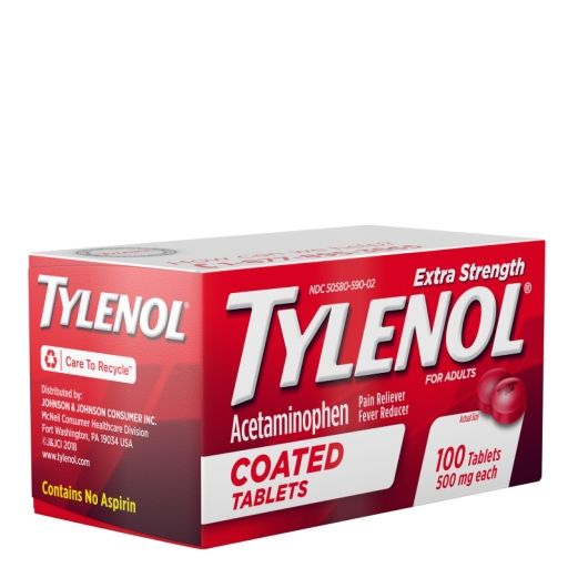 Tylenol Extra Strength Fever Reducer and Pain Reliever Tablet, 100 ...