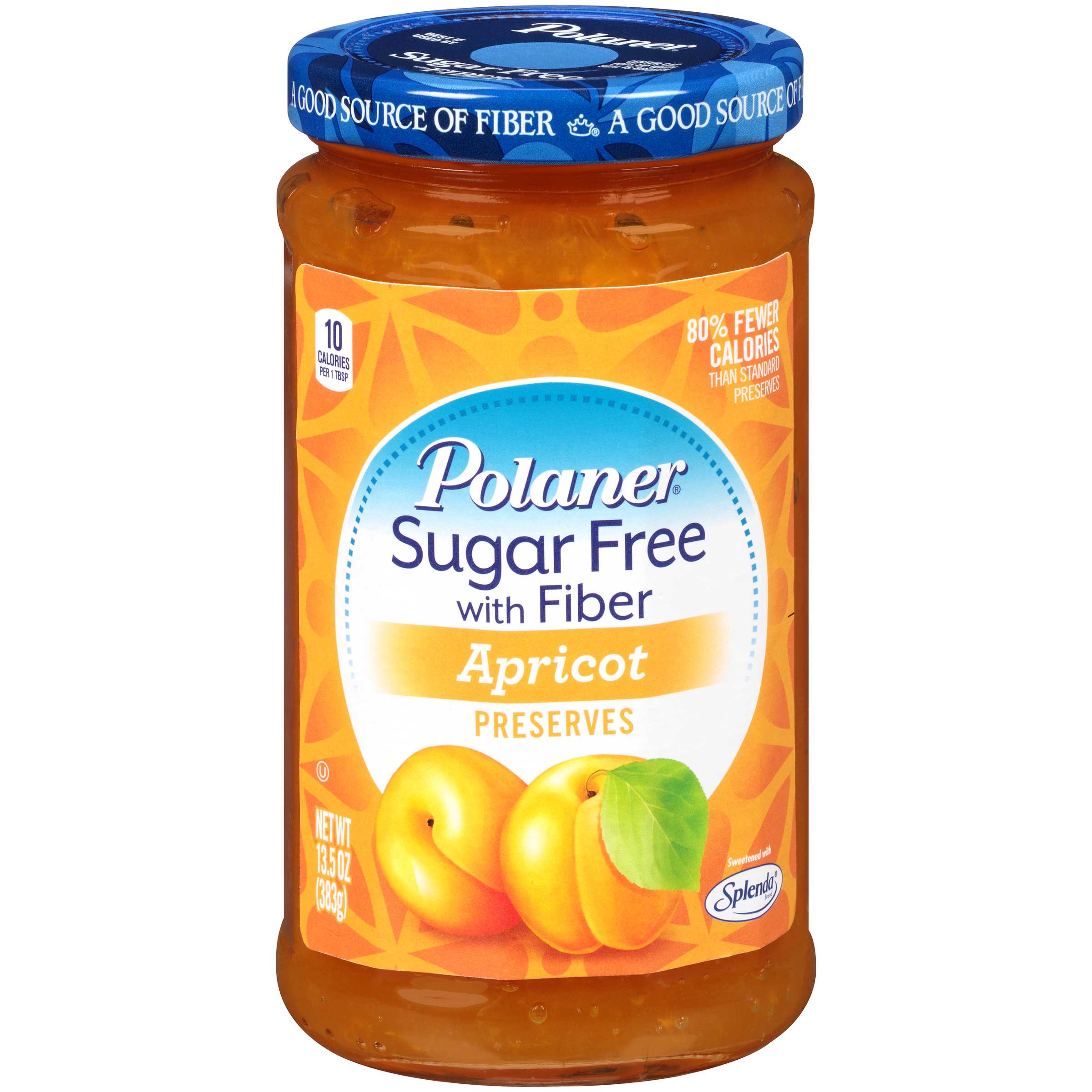 Polaner Sugar Free with Fiber Apricot Preserves, 13.5 Ounce -- 12 per case.