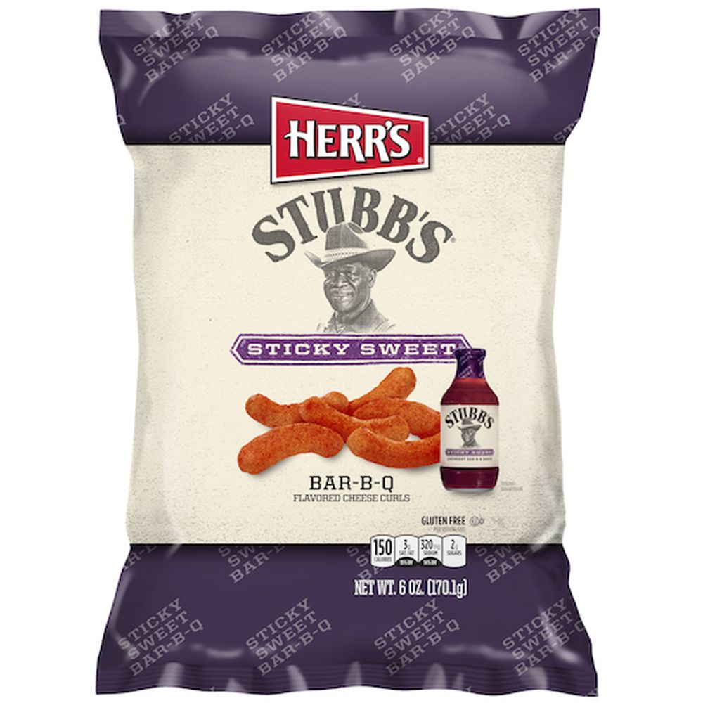 Herrs Stubbs Sticky Sweet Bbq Cheese Curls, 6 Ounce -- 12 per case