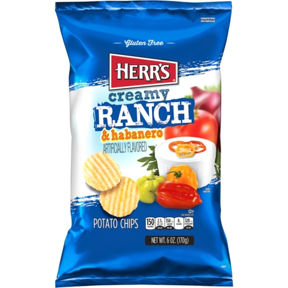 Herrs Creamy Ranch Habanero Potato Chips, 6 Ounce -- 12 per case