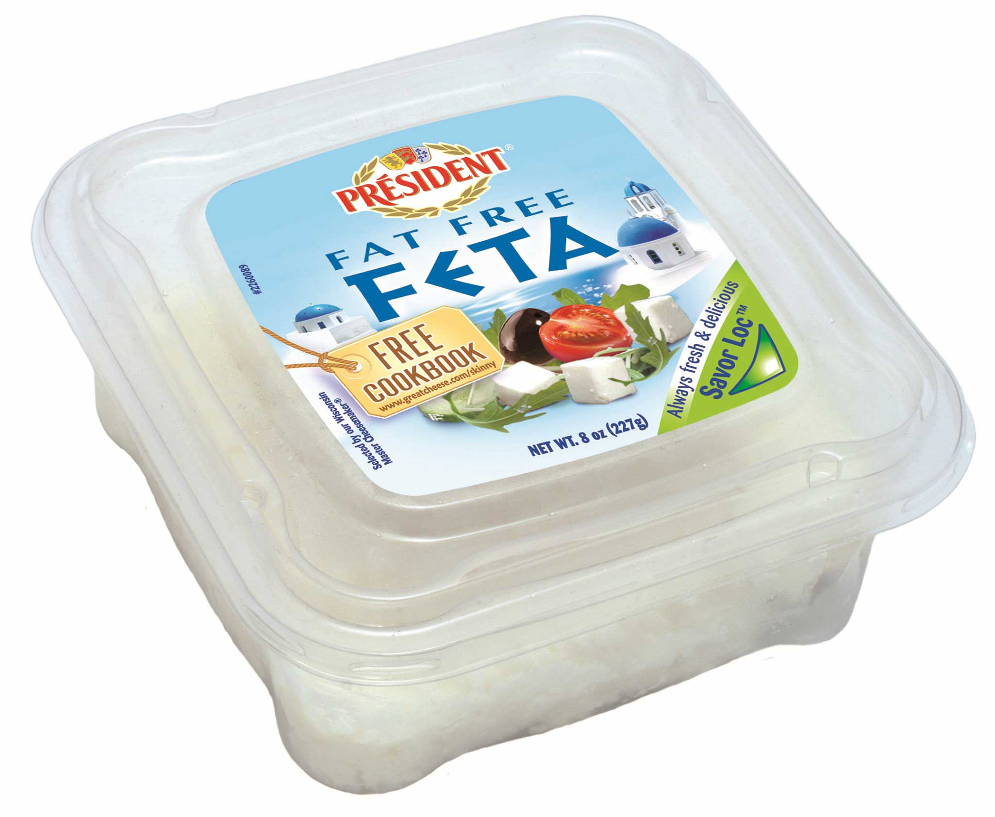 President Fat Free Plain Crumbled Feta Cheese Chunk, 8 Ounce -- 12 per ...