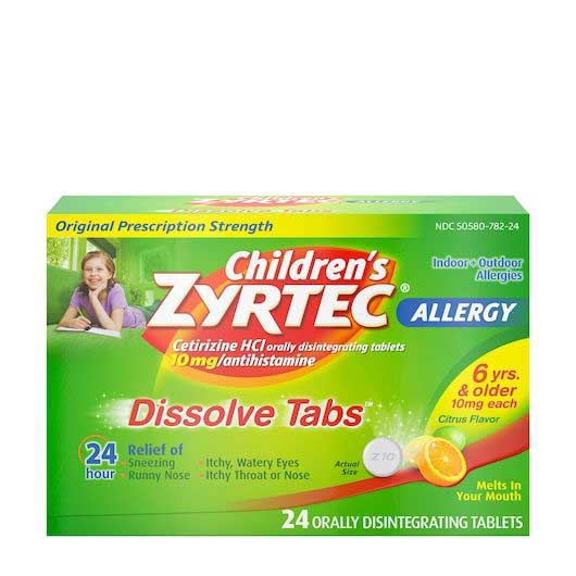 Zyrtec Allergy Citrus Dissolve Tablets - 24 count per pack -- 24 packs ...