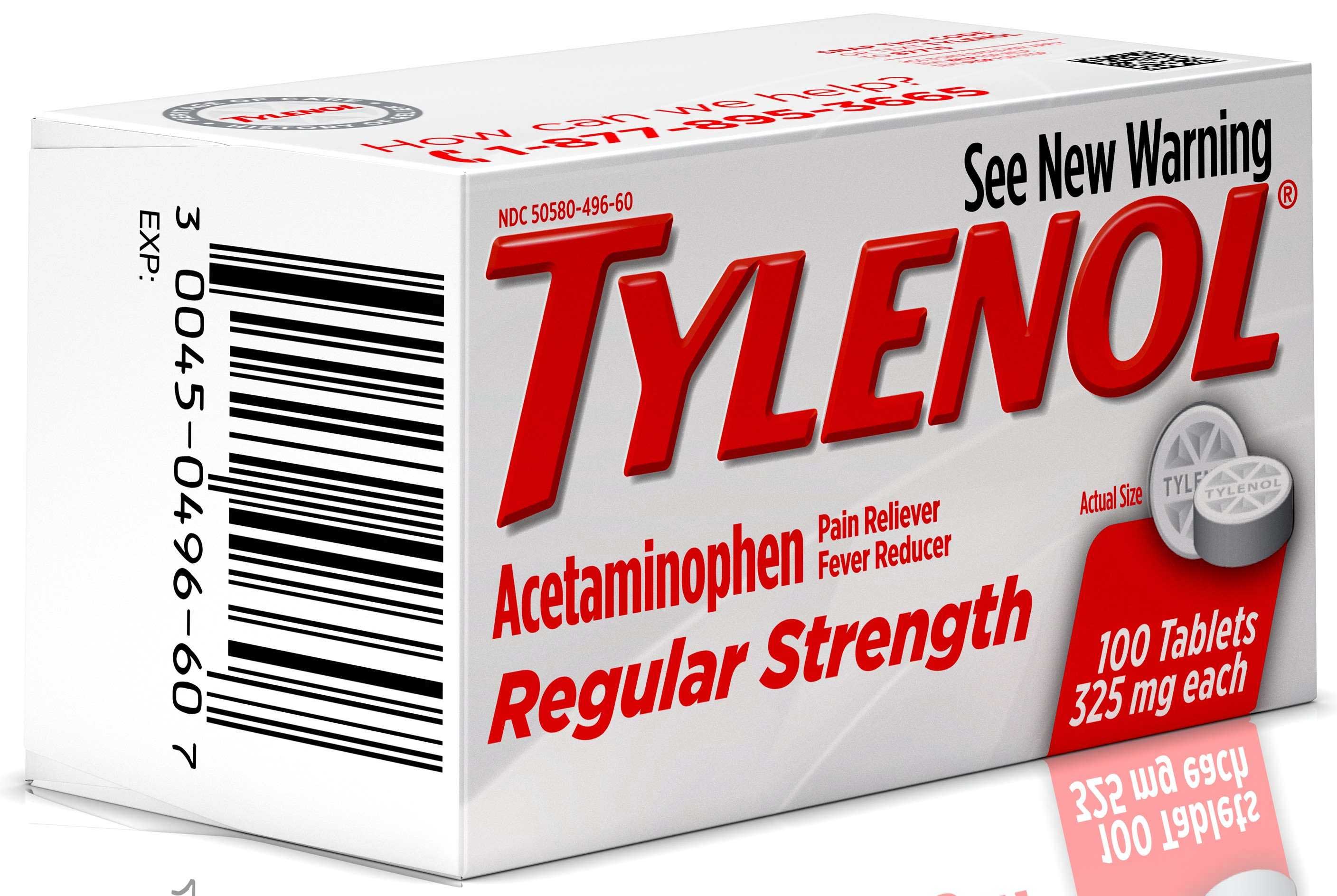 Tylenol Regular Strength Tablets, 100 per unit -- 72 per case