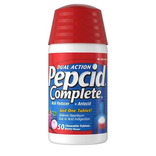 Pepcid Complete Berry Flavor Acid Reducer plus Antacid Chewable Tablet ...