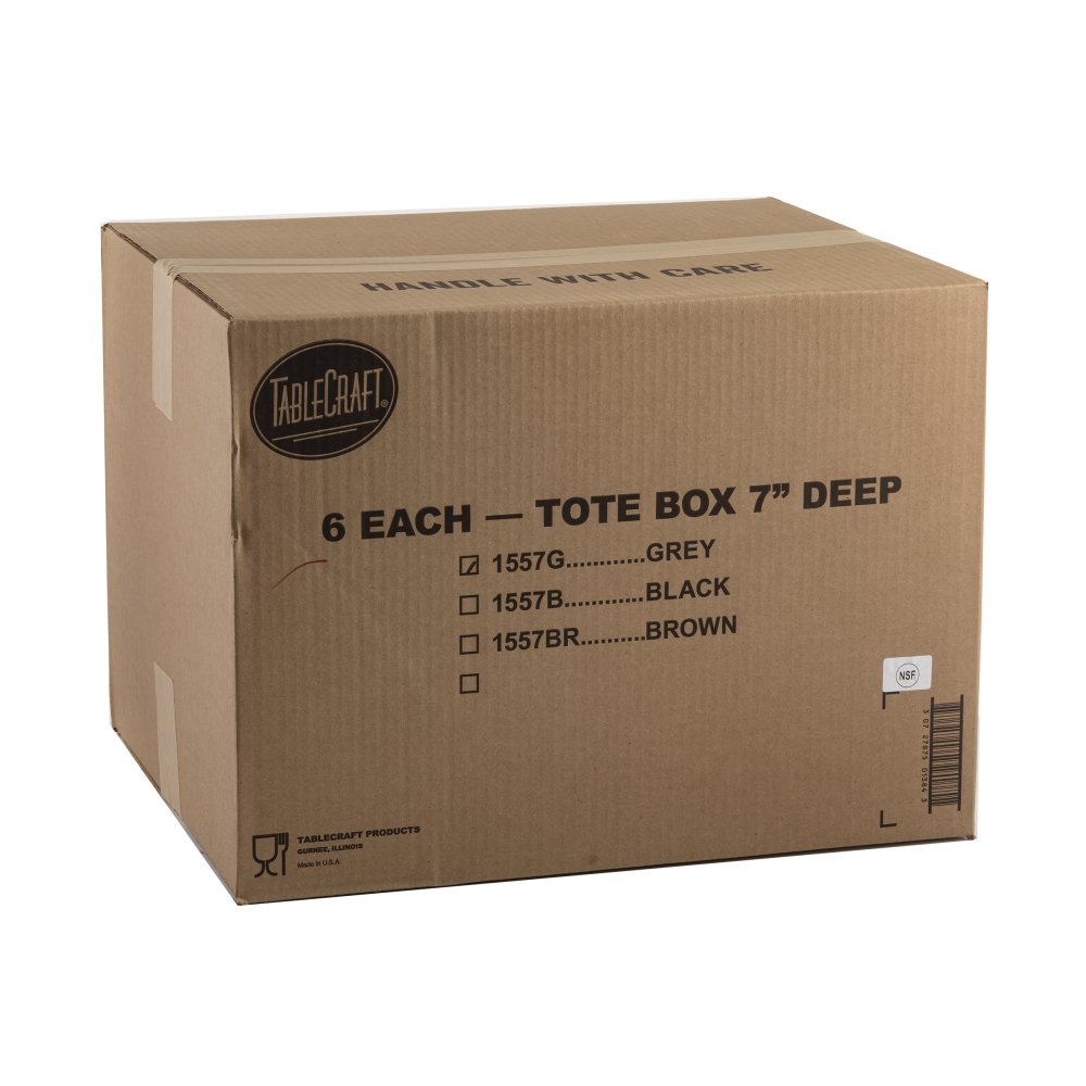 Tablecraft Gray Heavy Duty Tote Box, 21 x 17 x 7 inch -- 6 per case