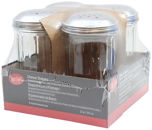 Tablecraft Swirl Glass Cheese Shaker with Perforated Chrome Plated Top ...
