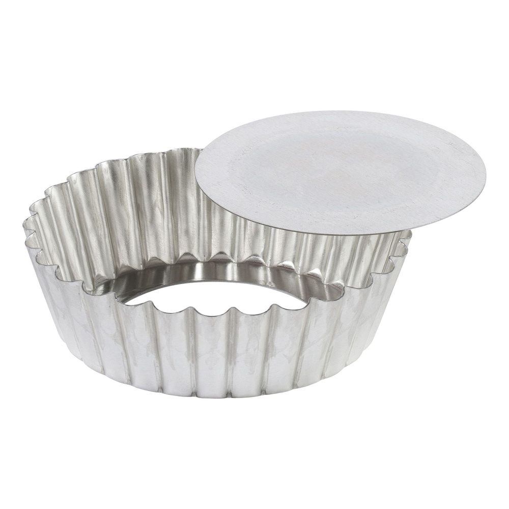 Gobel Tin Plate Round Fluted Cake Mold with Removable Bottom, 3.1 inch x 1.2 inch Height Cavity