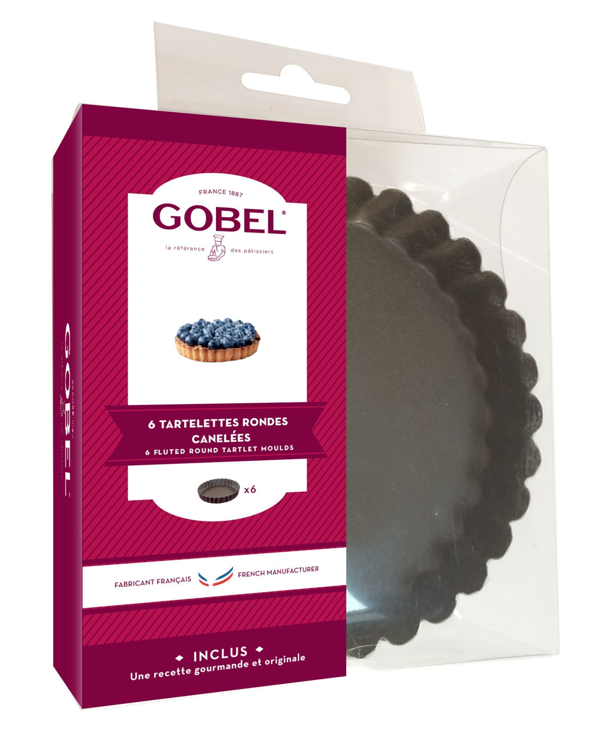 Gobel Non-Stick Round Fluted Tartlet Mold, set of 6