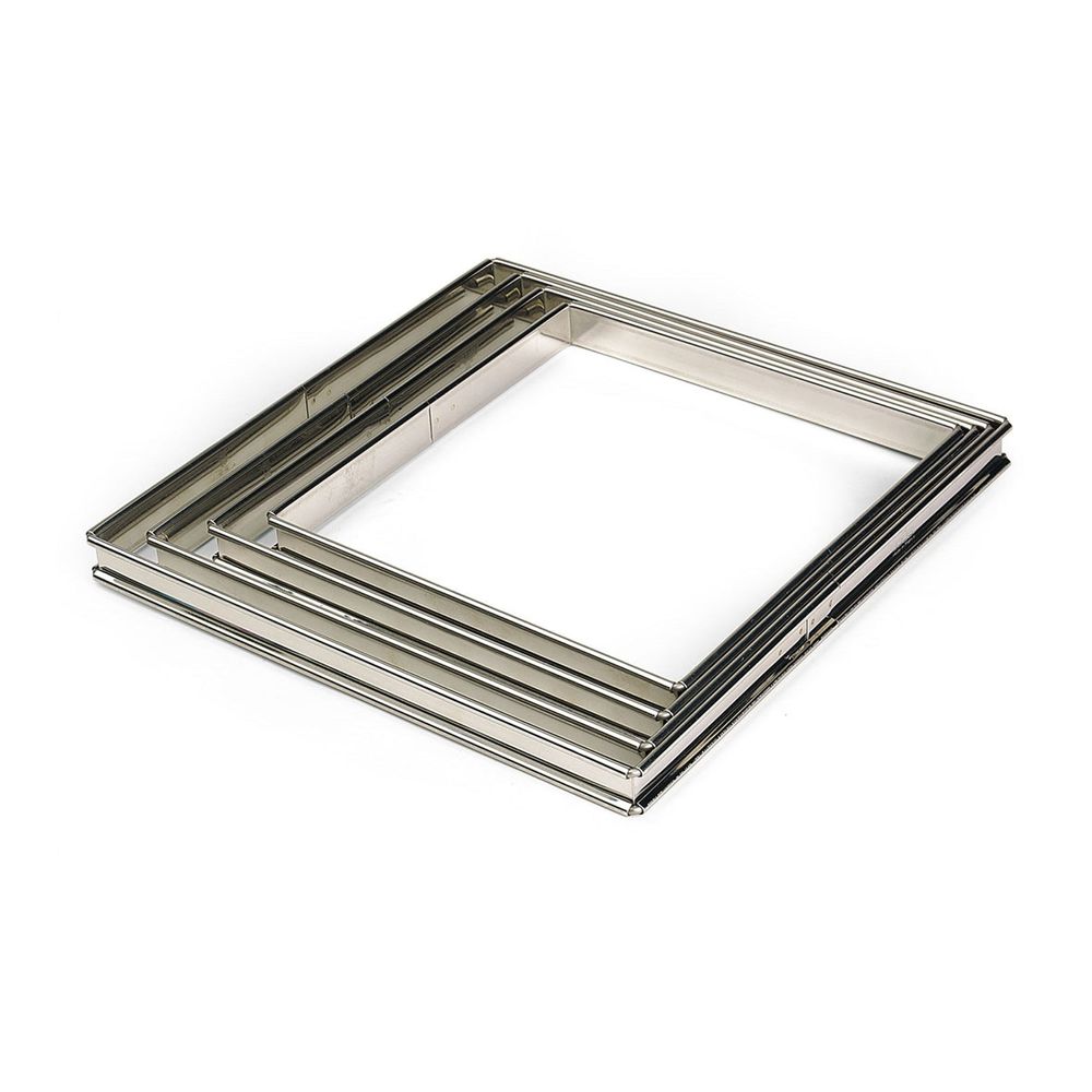 Gobel Stainless Steel Square Tart Ring with Rolled Edges, 20 x 20 x 2 ...