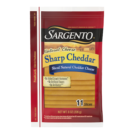 Sargento Natural Sharp Cheddar Cheese Slice, 8 Ounce -- 9 per case
