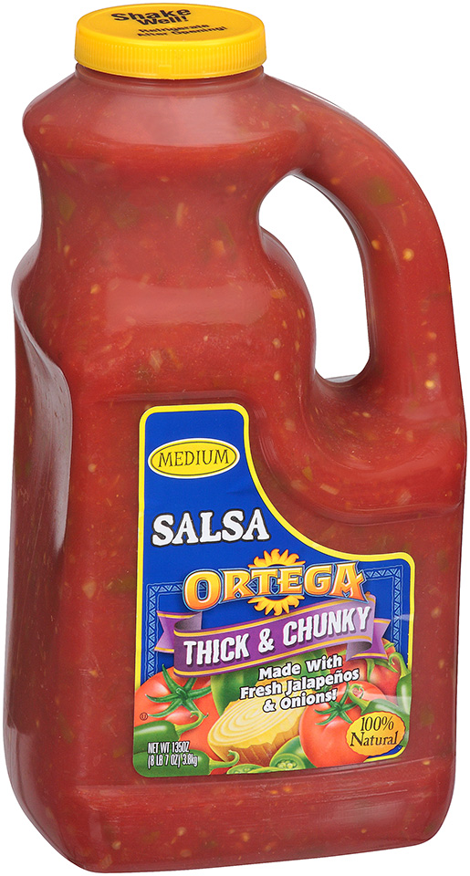 B and G Ortega Medium Thick and Chunky Salsa, 135 Ounce -- 4 per case.