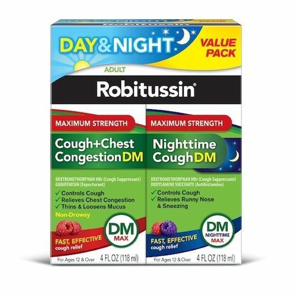 Robitussin Maximum Strength Day and Nighttime Cough Relief, 8 Ounce ...