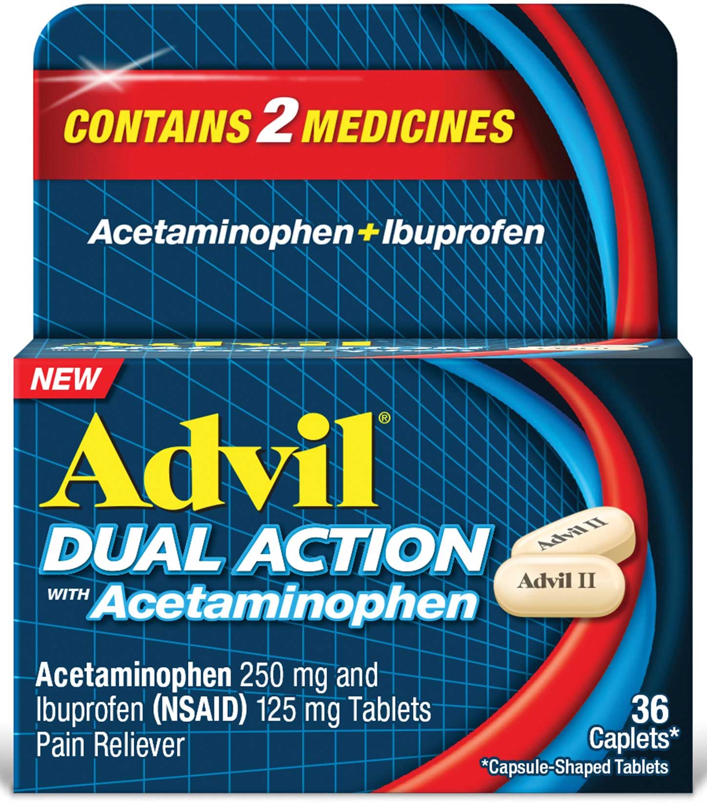 Advil Dual Action with Acetaminophen Caplet - 36 count per pack -- 36 ...