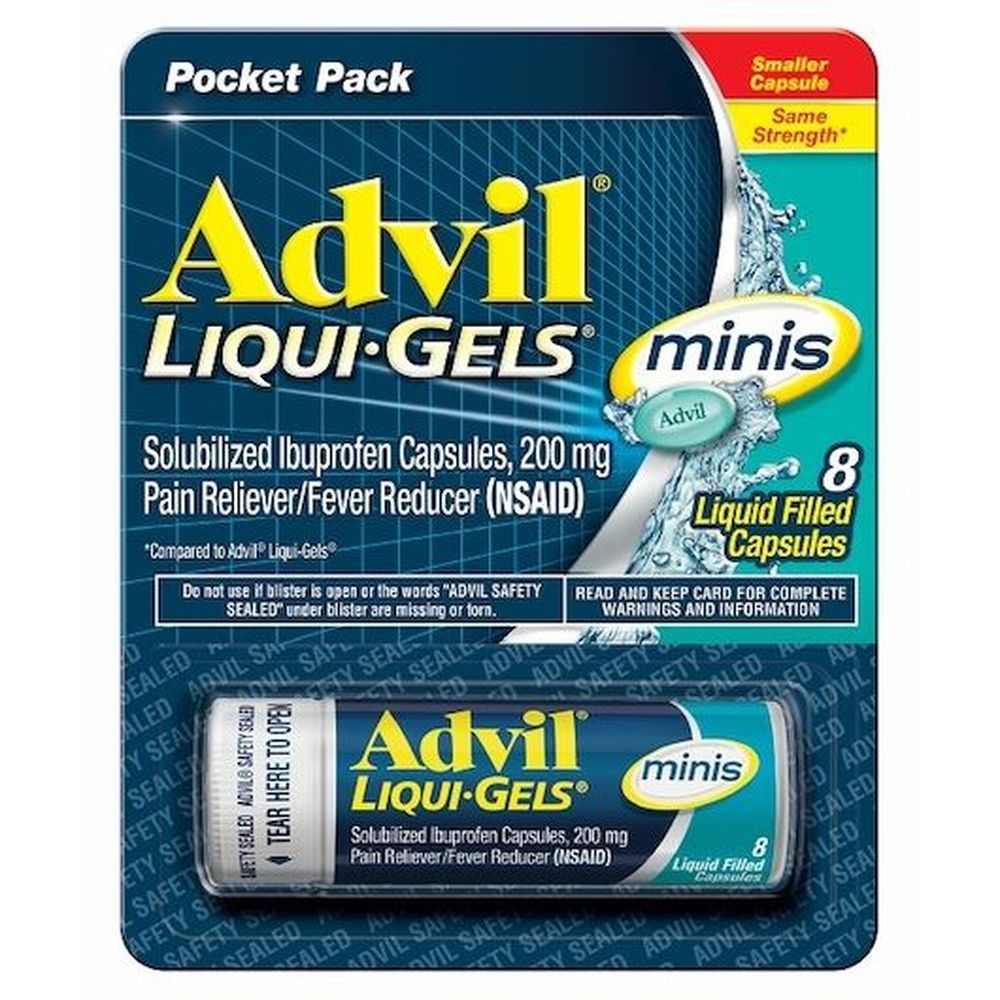 Advil Liquid Gel Minis Pain Reliever Capsules, 8 count -- 144 per case ...