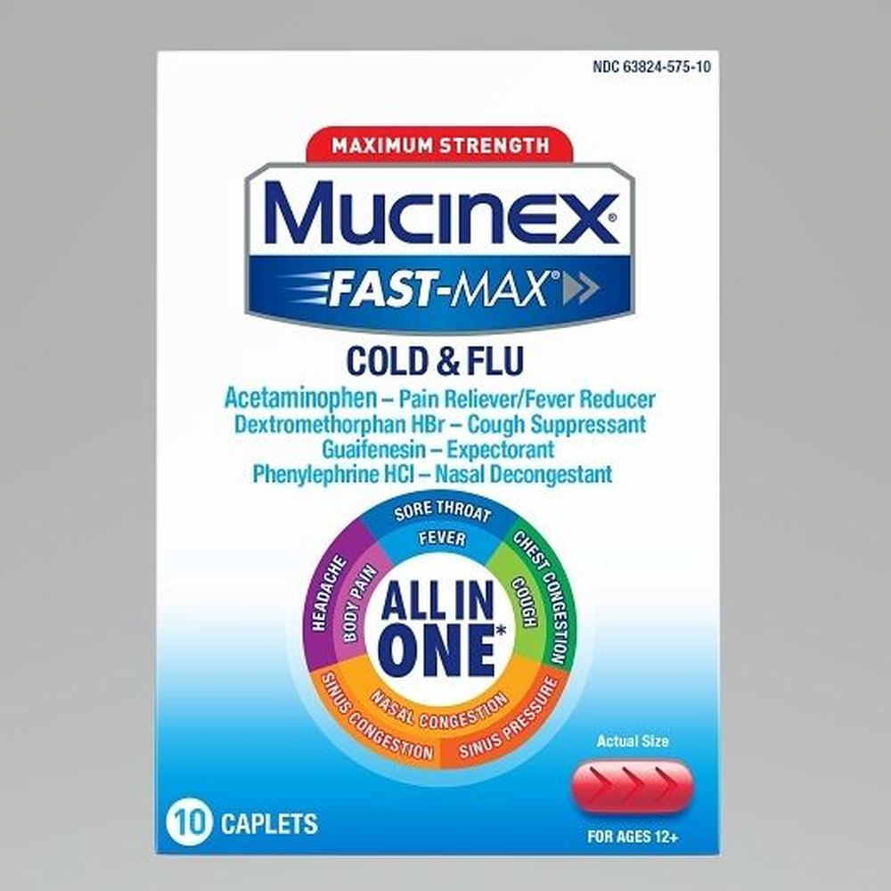 Mucinex Fast Max Cold and Flu Caplets, 10 count -- 24 per case