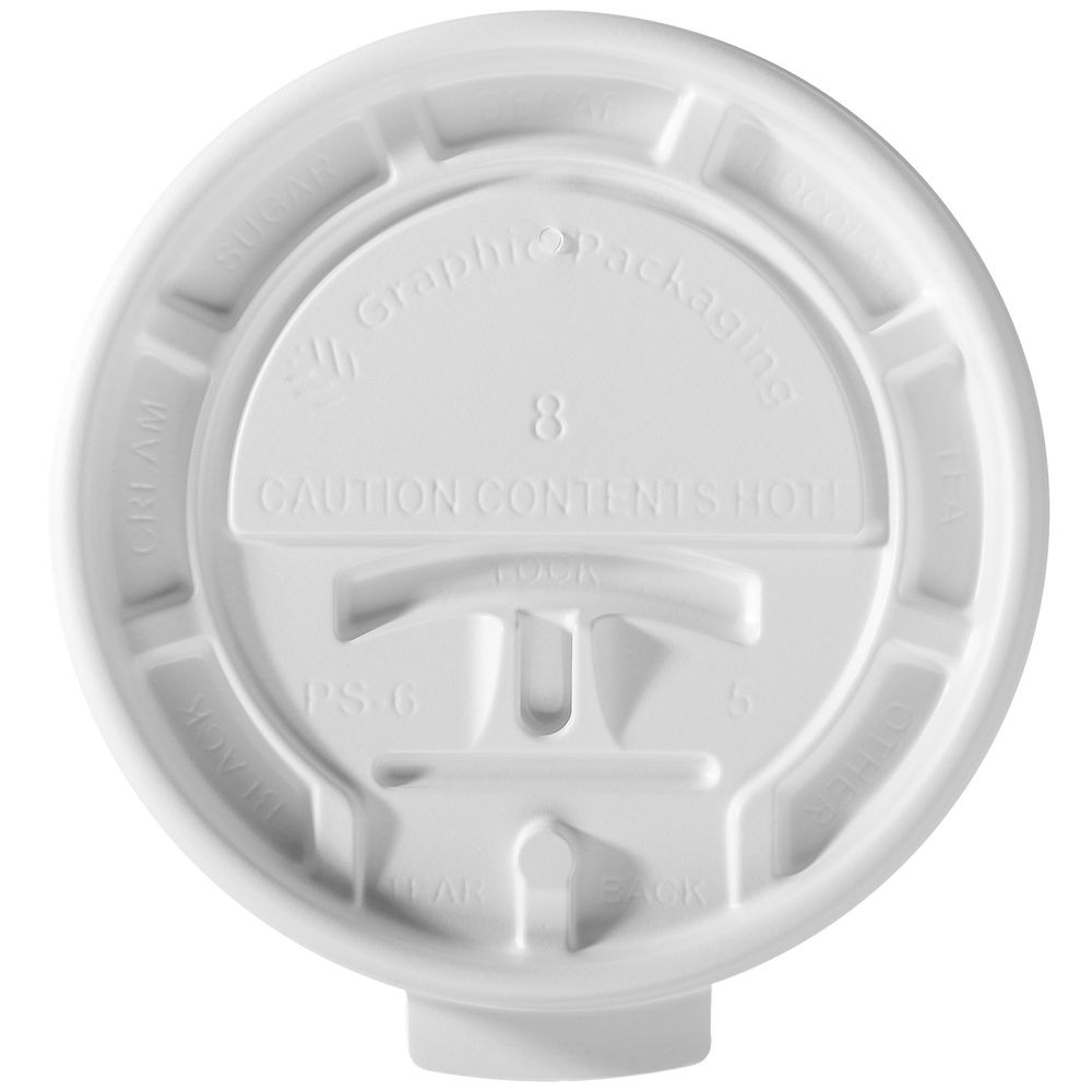 Graphic Packaging Polystyrene White Flat Tear-Back Lid for 8 Ounce Hot ...